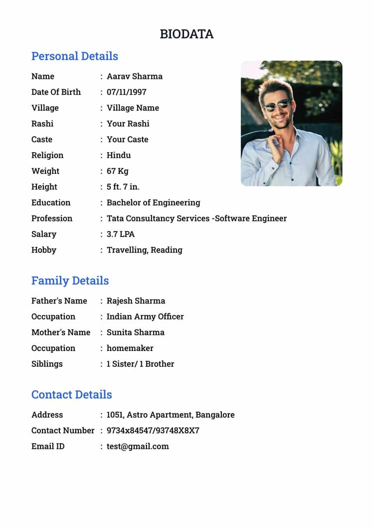 Free Marriage Biodata Maker – 100+ Templates, PDF/Word in 2 Minutes