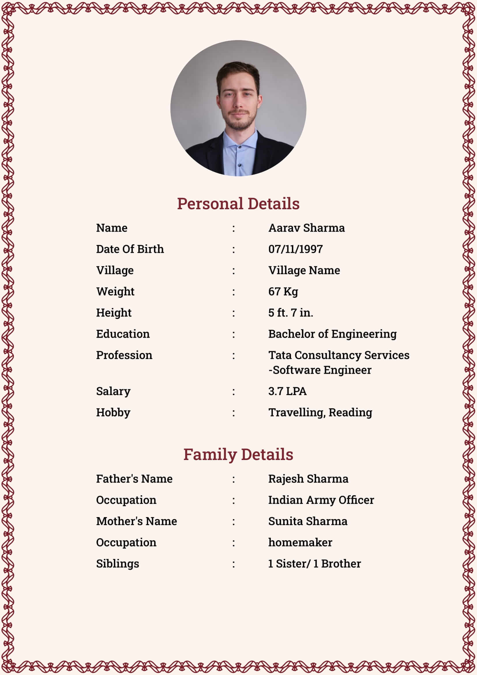 Marriage Biodata Maker - Free Online Biodata Creator | Create ...